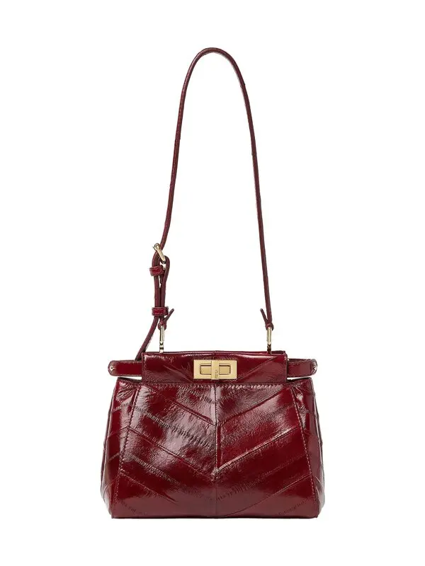 Fendi My Peekaboo Xs Burgundy Inlaid Hagfish Leather Bag - [red]